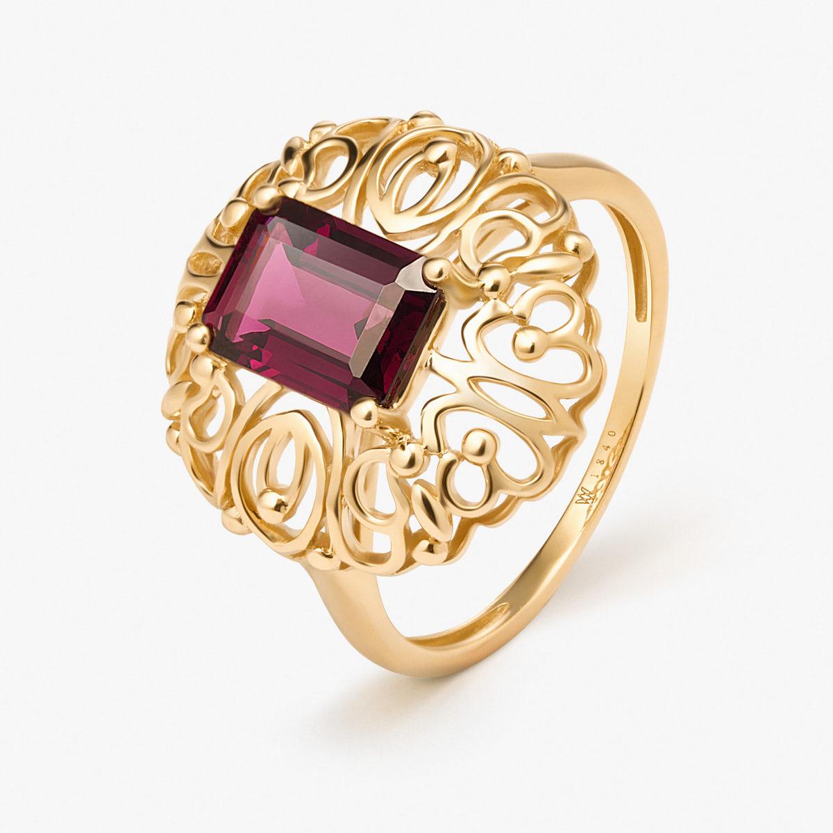 Pierścionek złoty z rodolitem Royal Star – ZDL/PG25 – W.KRUK